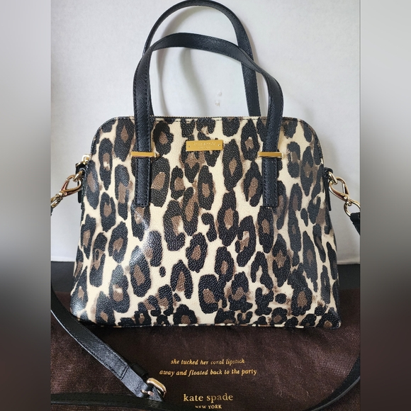 kate spade | Bags | Kate Spade Story Book Lined Leopard 2way Satchel ...